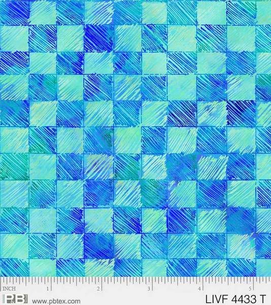 Living Farm P&B Digital Textiles Turquoise Checks | ABBI MAYS FABRIC SHOP