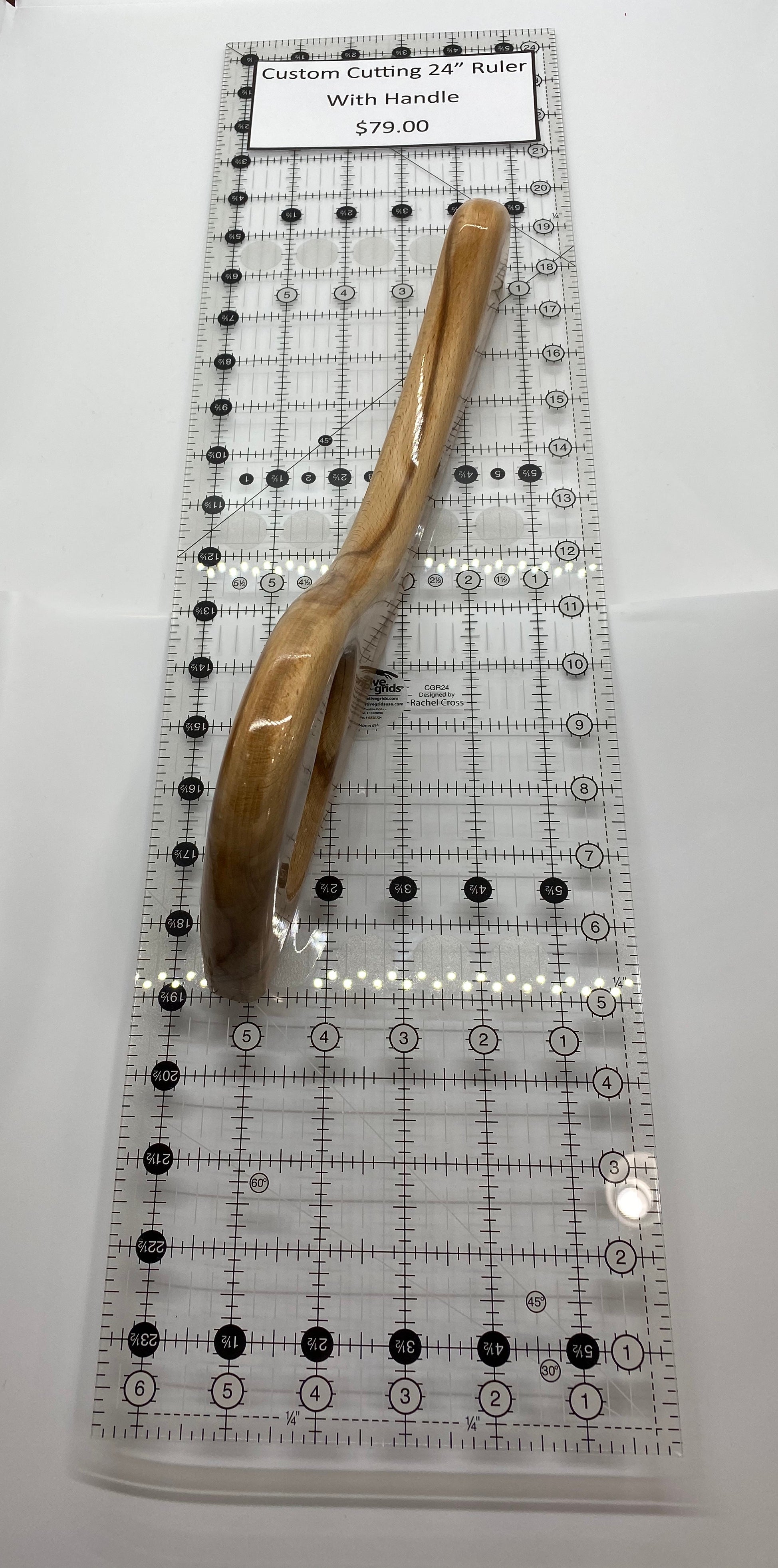 Custom 24" Ruler with attached Wooden Handle | ABBI MAYS FABRIC SHOP