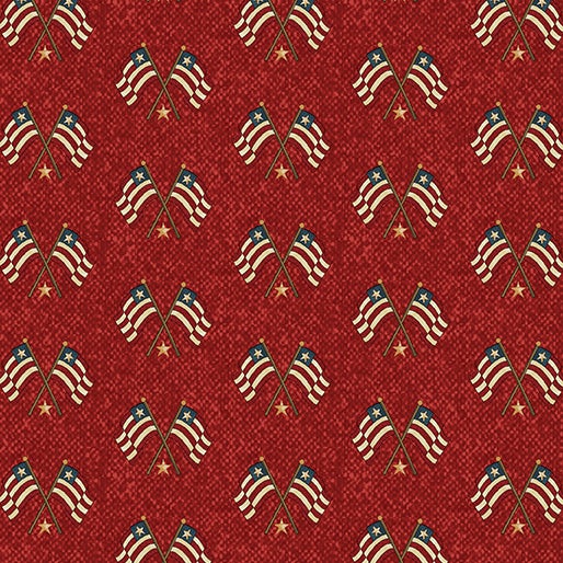 American Spirit Benartex 16107-10 Flags Red | ABBI MAYS FABRIC SHOP